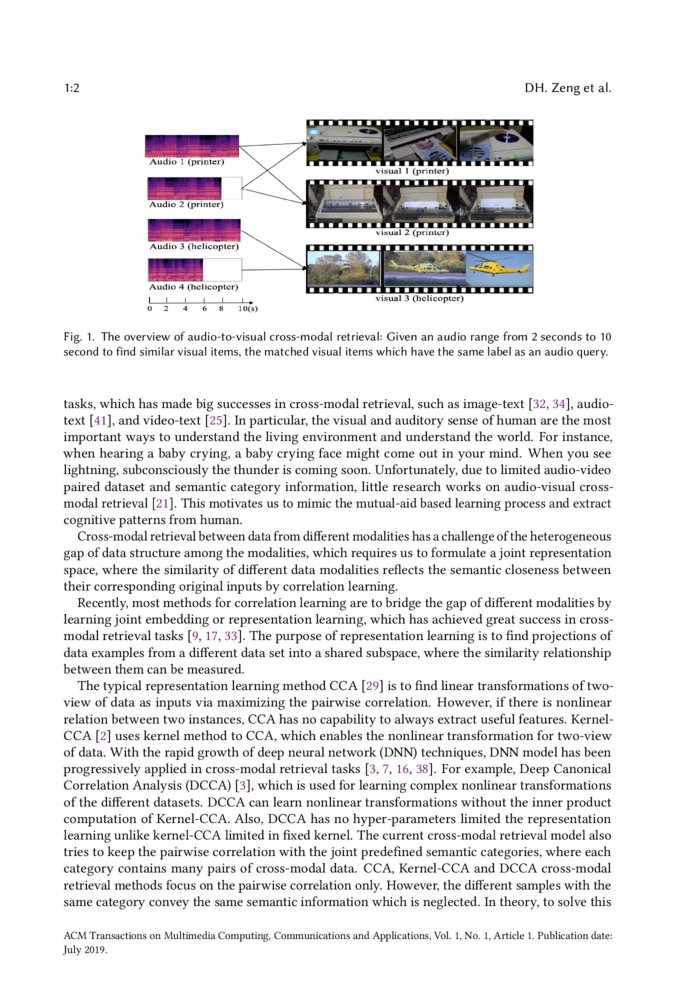 Deep Triplet Neural Networks With Cluster Cca For Audio Visual Cross Modal Retrieval Deepai