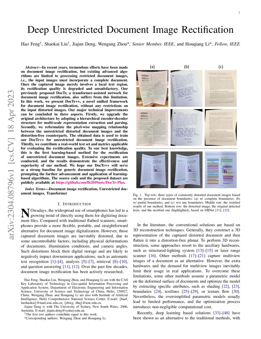 Deep Unrestricted Document Image Rectification | DeepAI