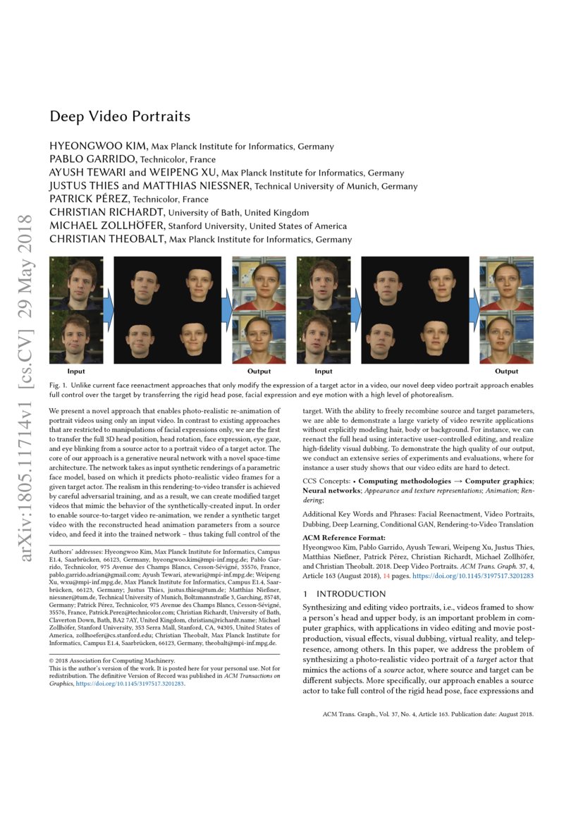 Deep Video Portraits | DeepAI