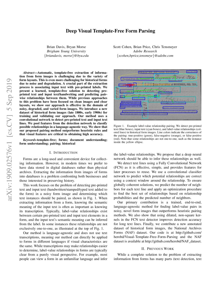 Deep Visual Template-Free Form Parsing | DeepAI