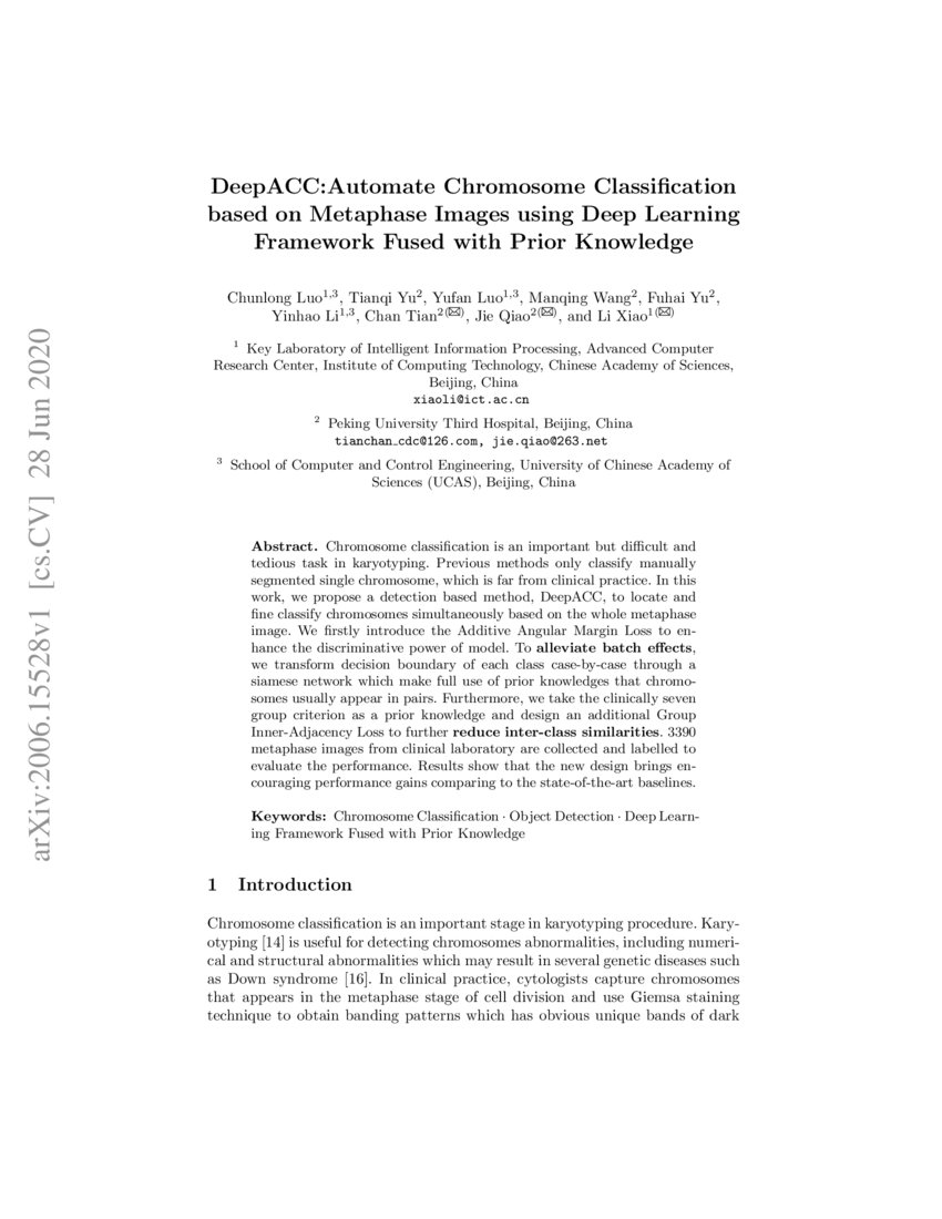 DeepACC:Automate Chromosome Classification based on Metaphase Images ... DeepACC:Automate Chromosome Classification based on Metaphase Images ...