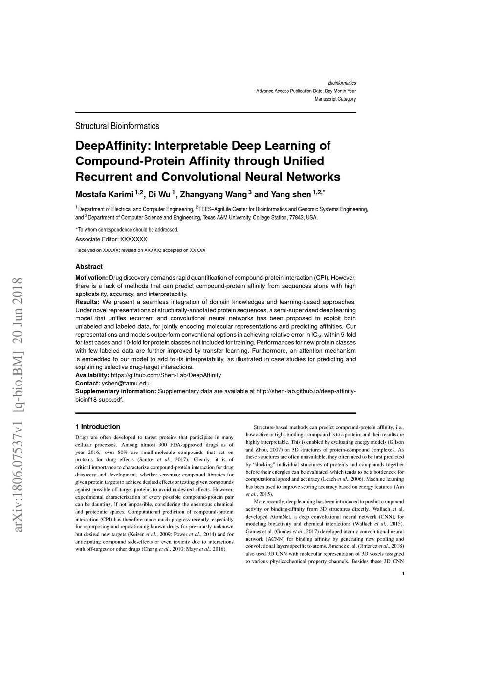 Deepaffinity Interpretable Deep Learning Of Compound Protein Affinity
