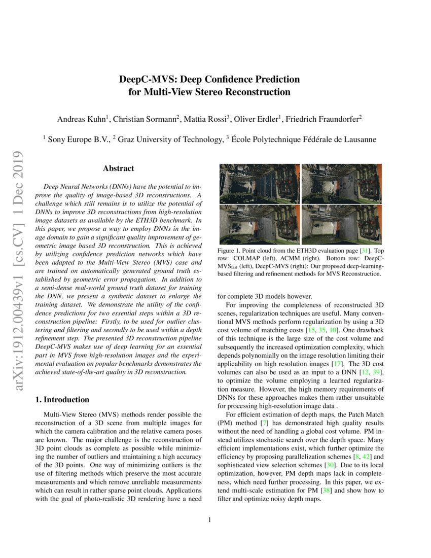 DeepC-MVS: Deep Confidence Prediction for Multi-View Stereo ...