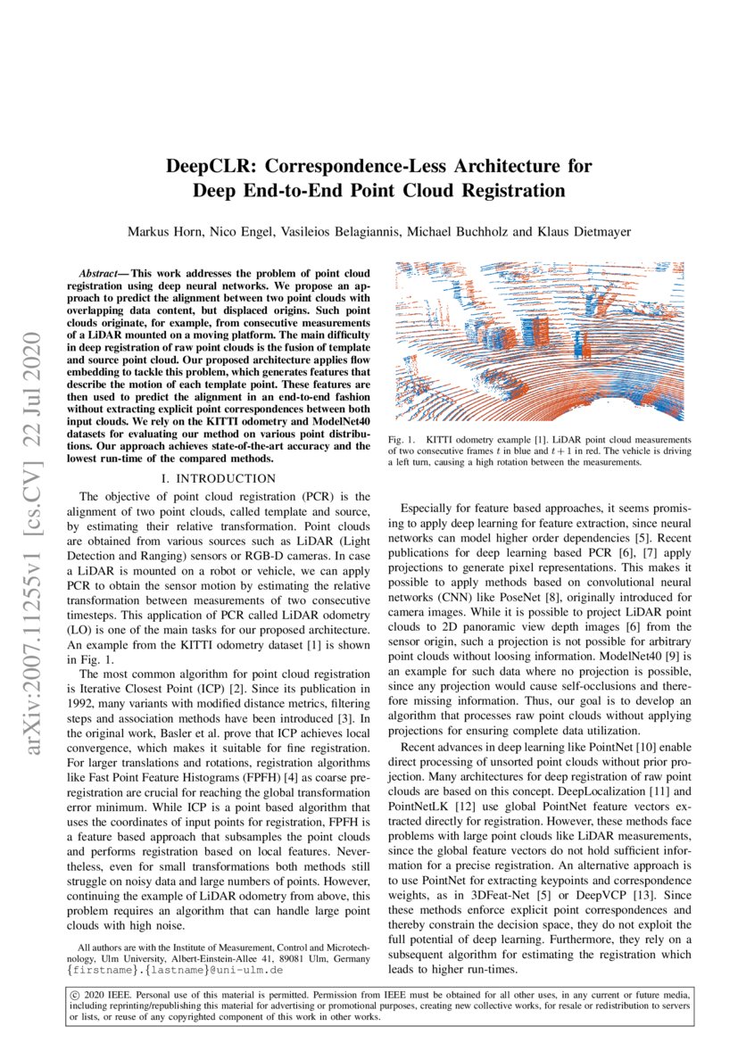 DeepCLR: Correspondence-Less Architecture for Deep End-to-End Point Cloud Registration | DeepAI