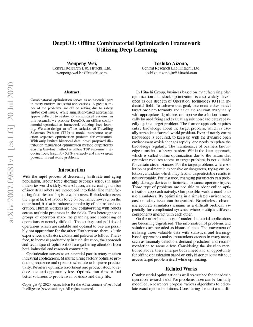 Deepco Offline Combinatorial Optimization Framework Utilizing Deep Learning Deepai