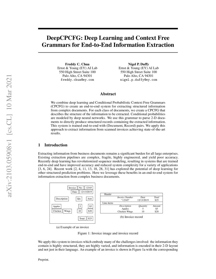 DeepCPCFG: Deep Learning and Context Free Grammars for End-to-End Information Extraction | DeepAI