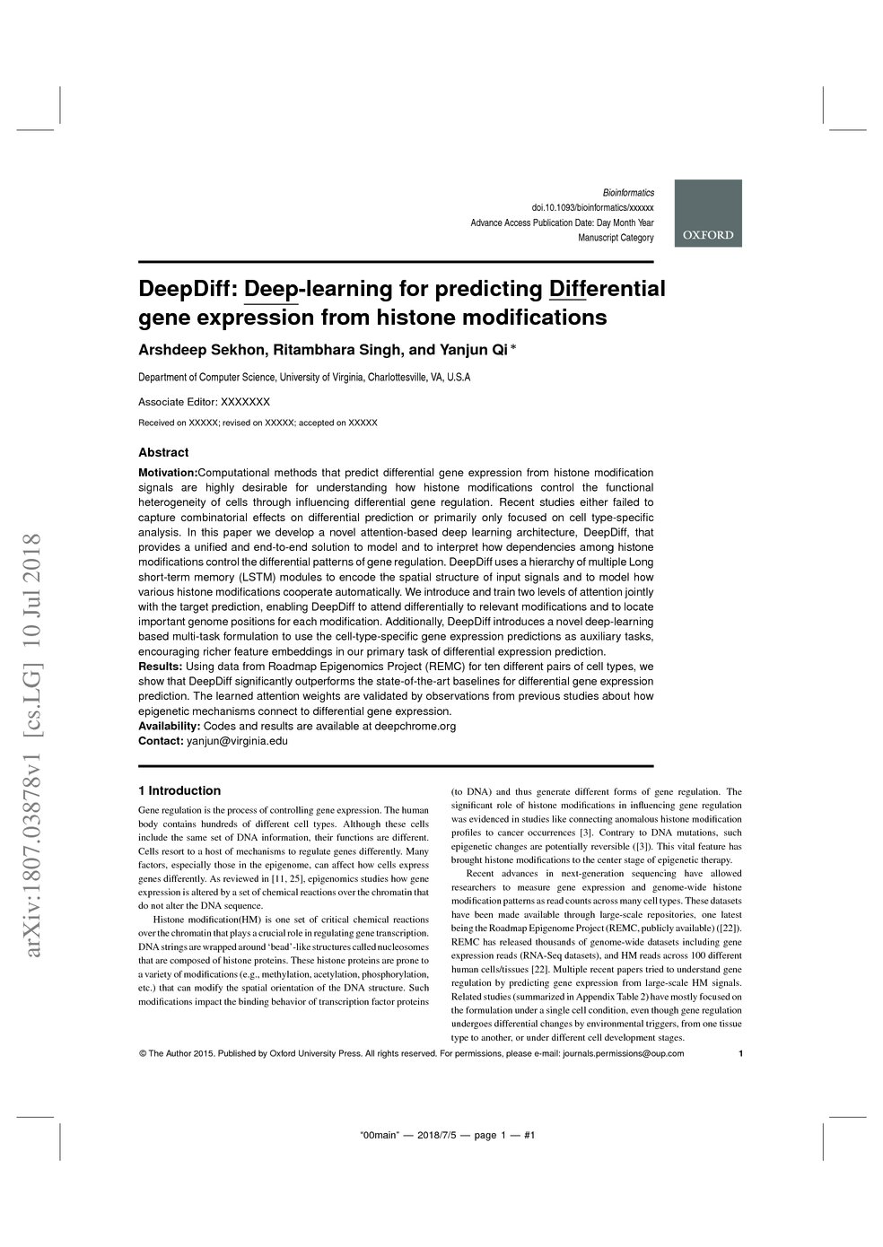 Deepdiff Deep Learning For Predicting Differential Gene Expression From Histone Modifications