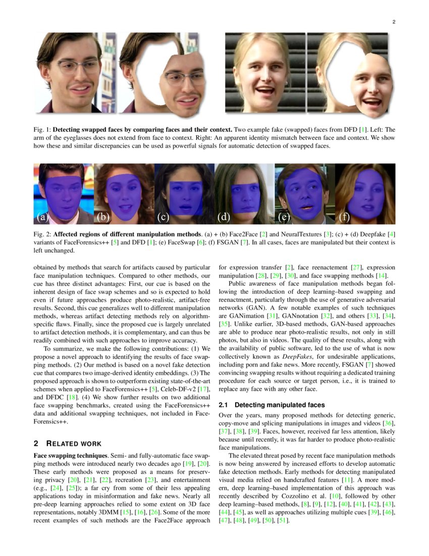 Deepfake Detection Based On The Discrepancy Between The Face And Its Context Deepai 