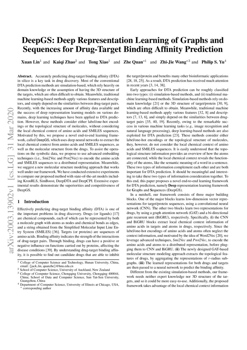 Deepgs Deep Representation Learning Of Graphs And Sequences For Drug
