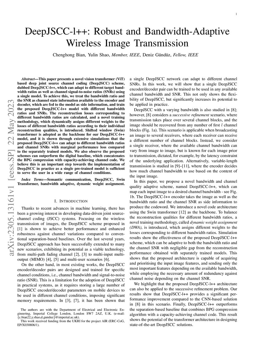 DeepJSCC-l++: Robust and Bandwidth-Adaptive Wireless Image Transmission | DeepAI