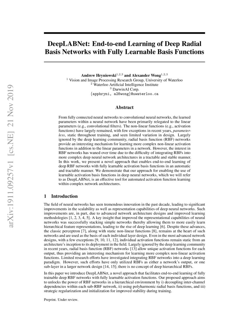 DeepLABNet: End-to-end Learning of Deep Radial Basis Networks with ...