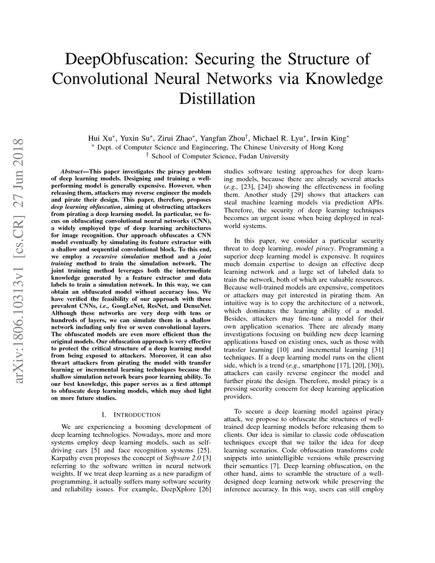 DeepObfuscation: Securing the Structure of Convolutional Neural Networks via Knowledge ...
