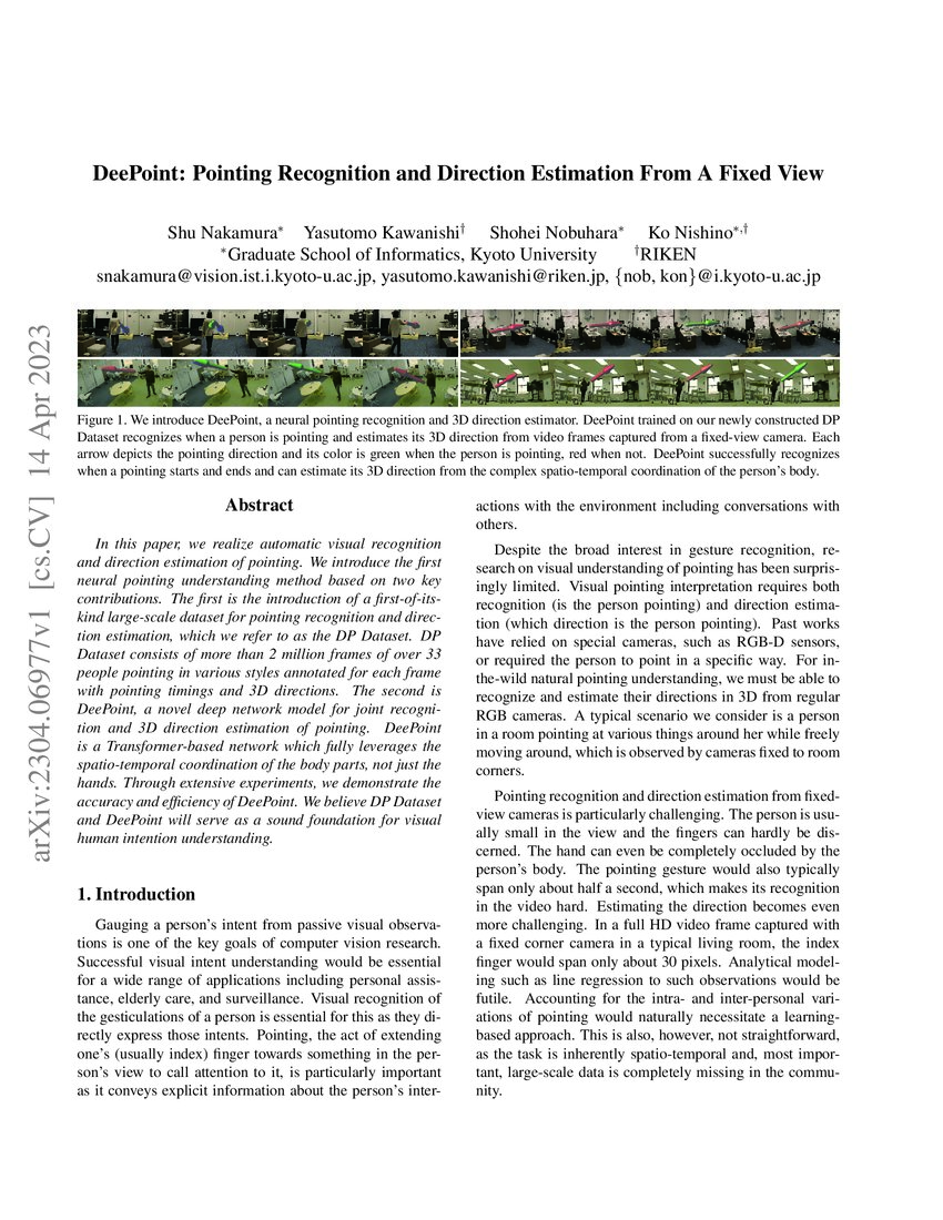 DeePoint: Pointing Recognition and Direction Estimation From A Fixed ...