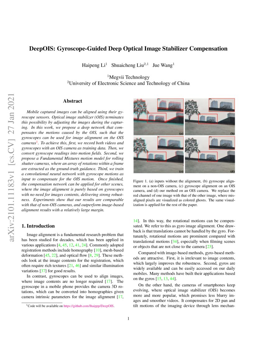 DeepOIS: Gyroscope-Guided Deep Optical Image Stabilizer Compensation | DeepAI