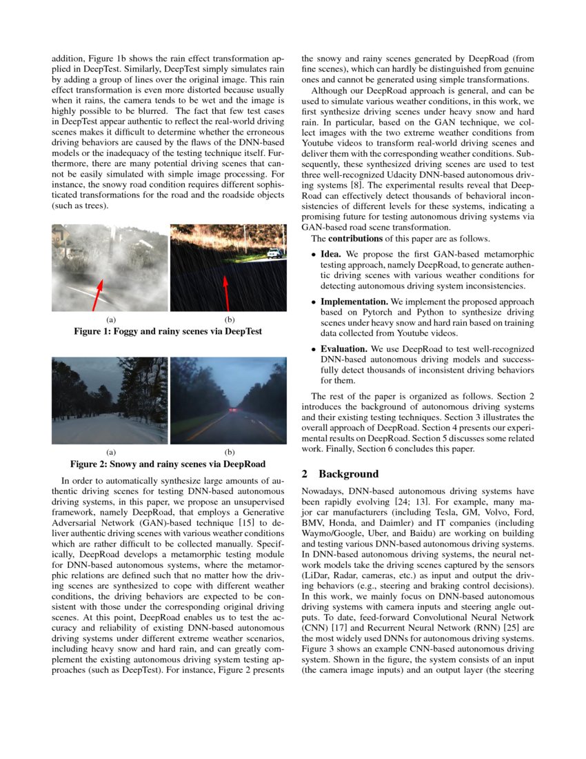 Deeproad Gan Based Metamorphic Autonomous Driving System Testing Deepai