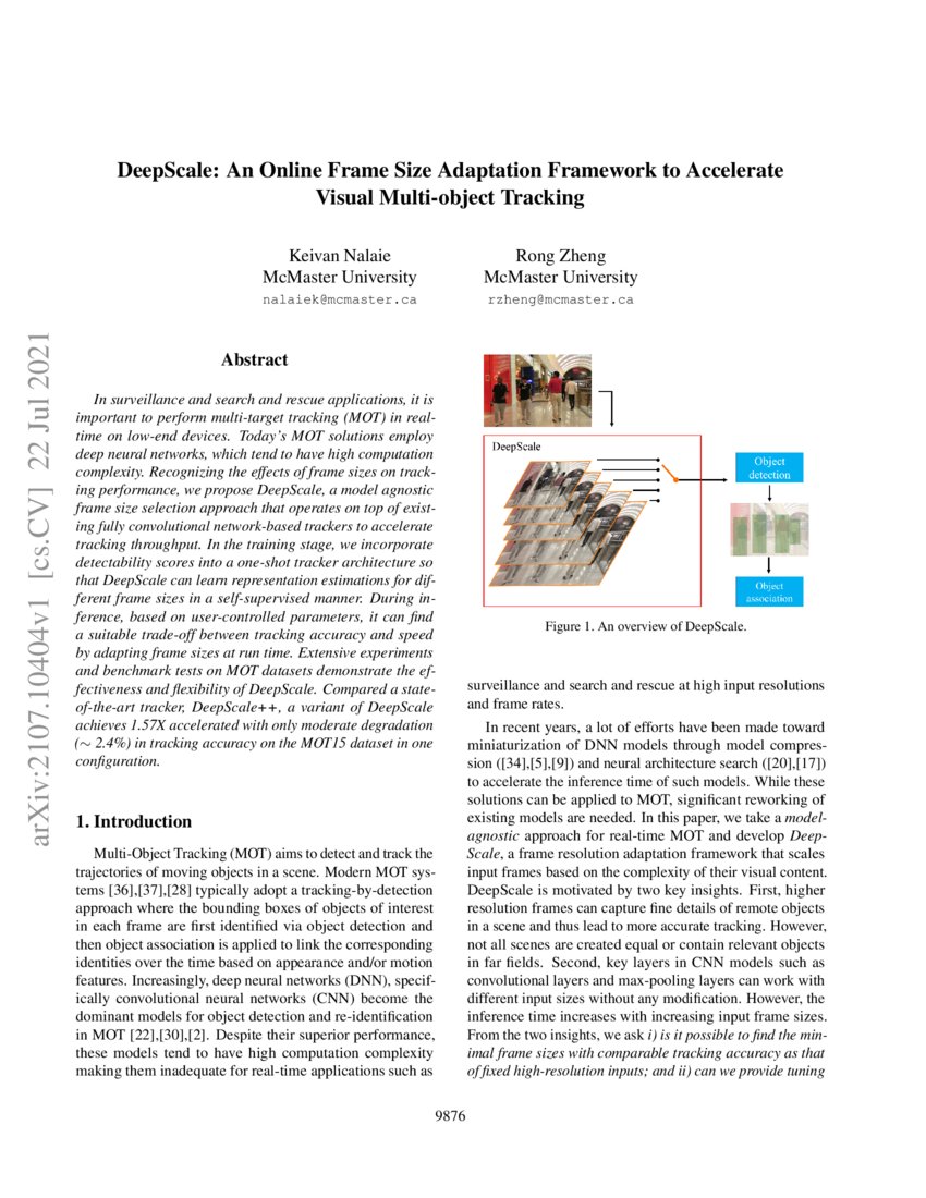 Deepscale An Online Frame Size Adaptation Framework To Accelerate Visual Multi Object Tracking