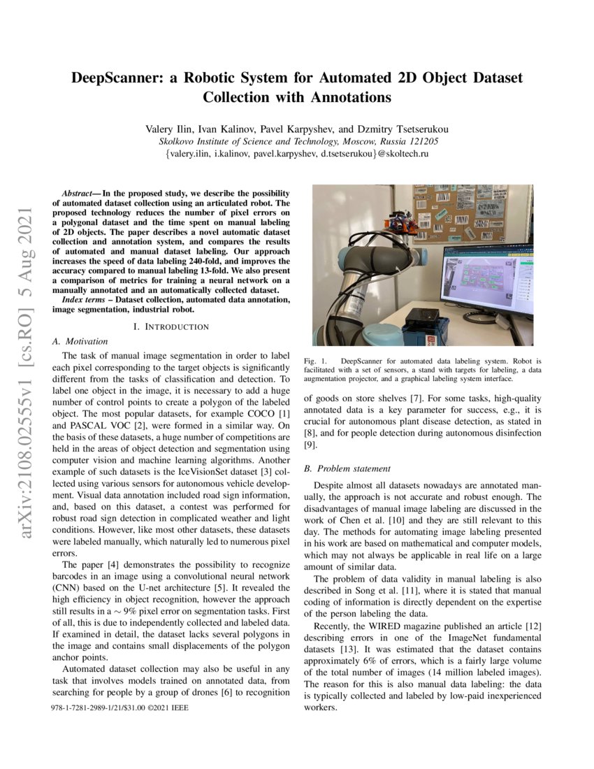 DeepScanner: a Robotic System for Automated 2D Object Dataset ...