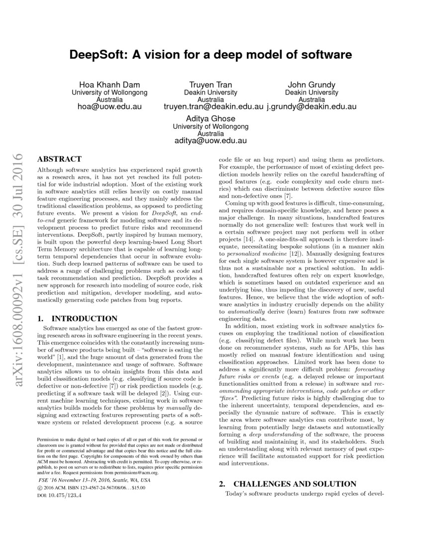 DeepSoft: A vision for a deep model of software | DeepAI