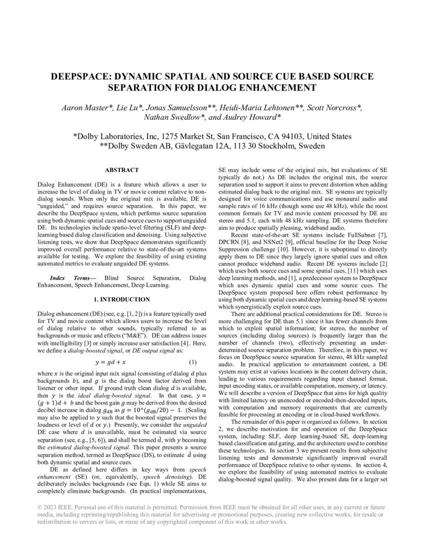 Deepspace Dynamic Spatial And Source Cue Based Source Separation For