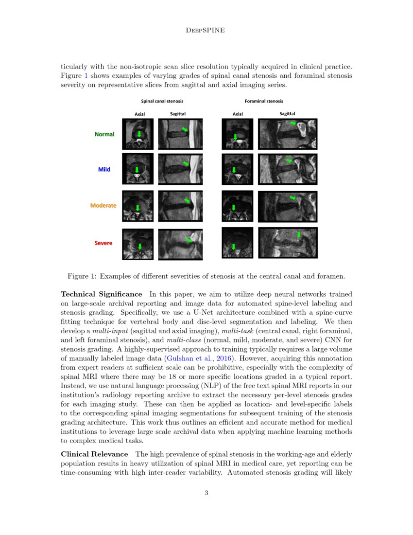 Deepspine Automated Lumbar Vertebral Segmentation Disc Level Designation And Spinal Stenosis