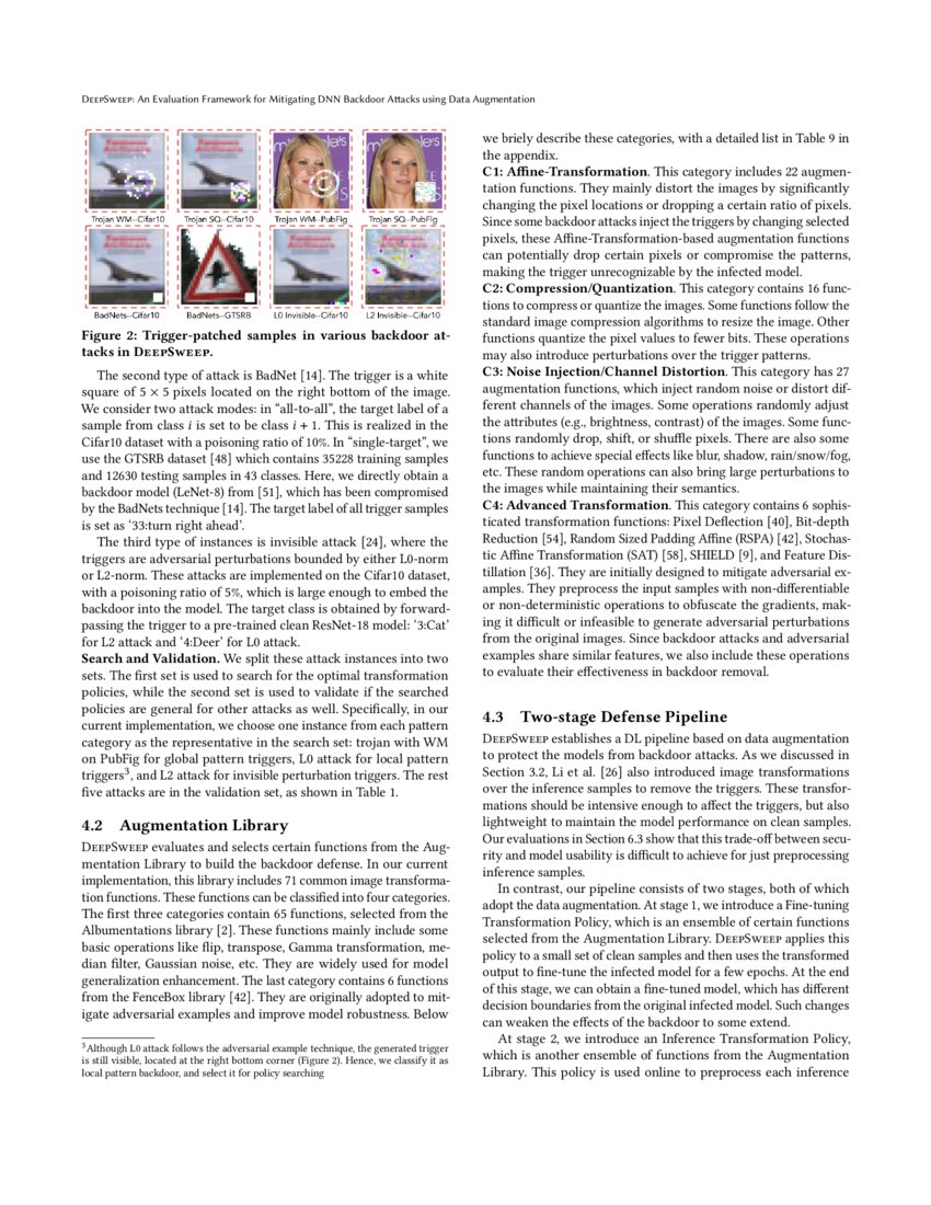 DeepSweep: An Evaluation Framework for Mitigating DNN Backdoor Attacks using Data Augmentation ...