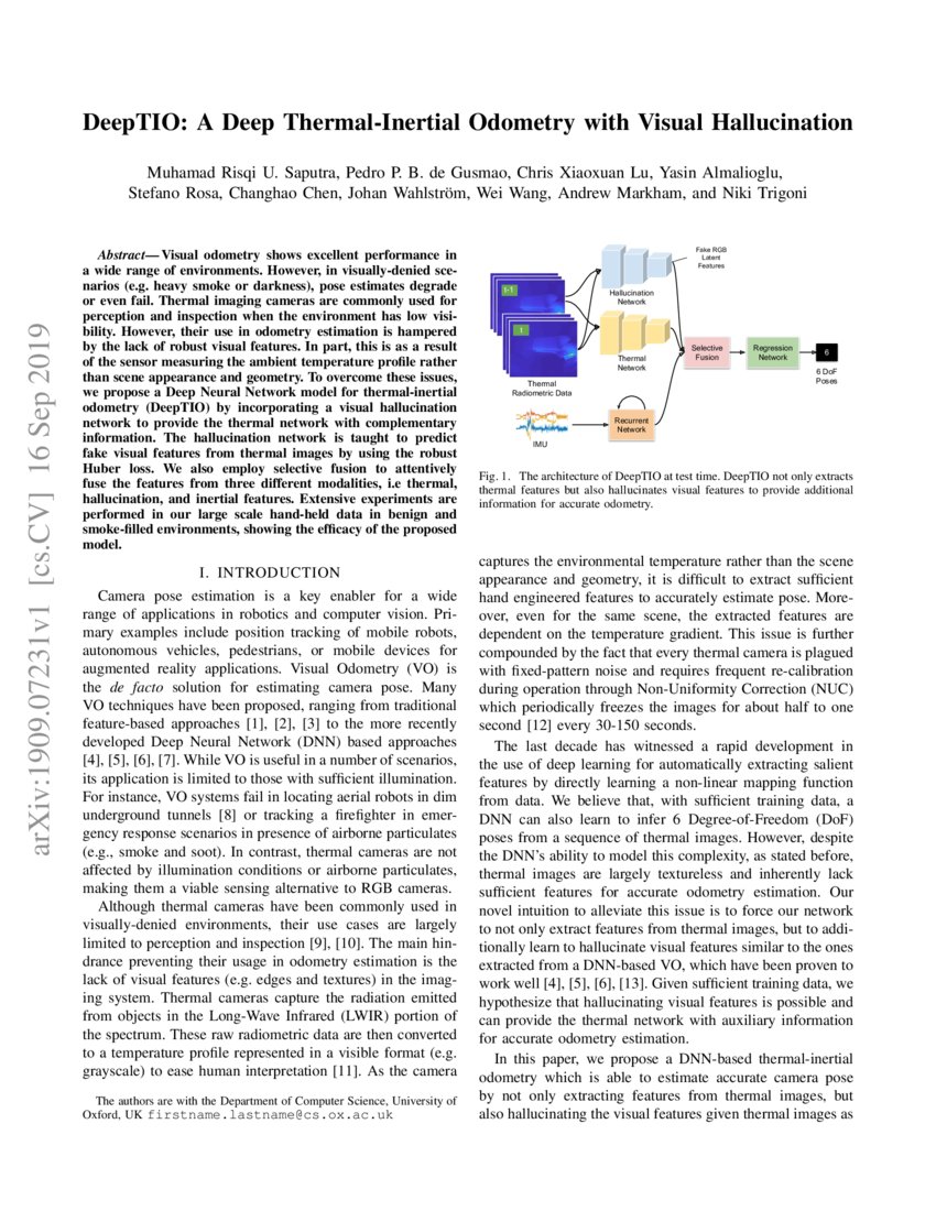DeepTIO: A Deep Thermal-Inertial Odometry with Visual Hallucination | DeepAI
