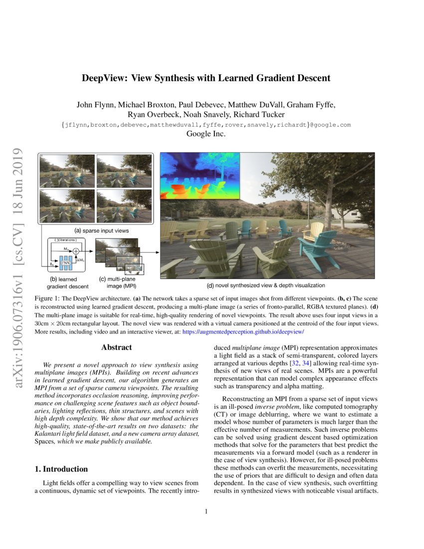 DeepView: View Synthesis with Learned Gradient Descent | DeepAI
