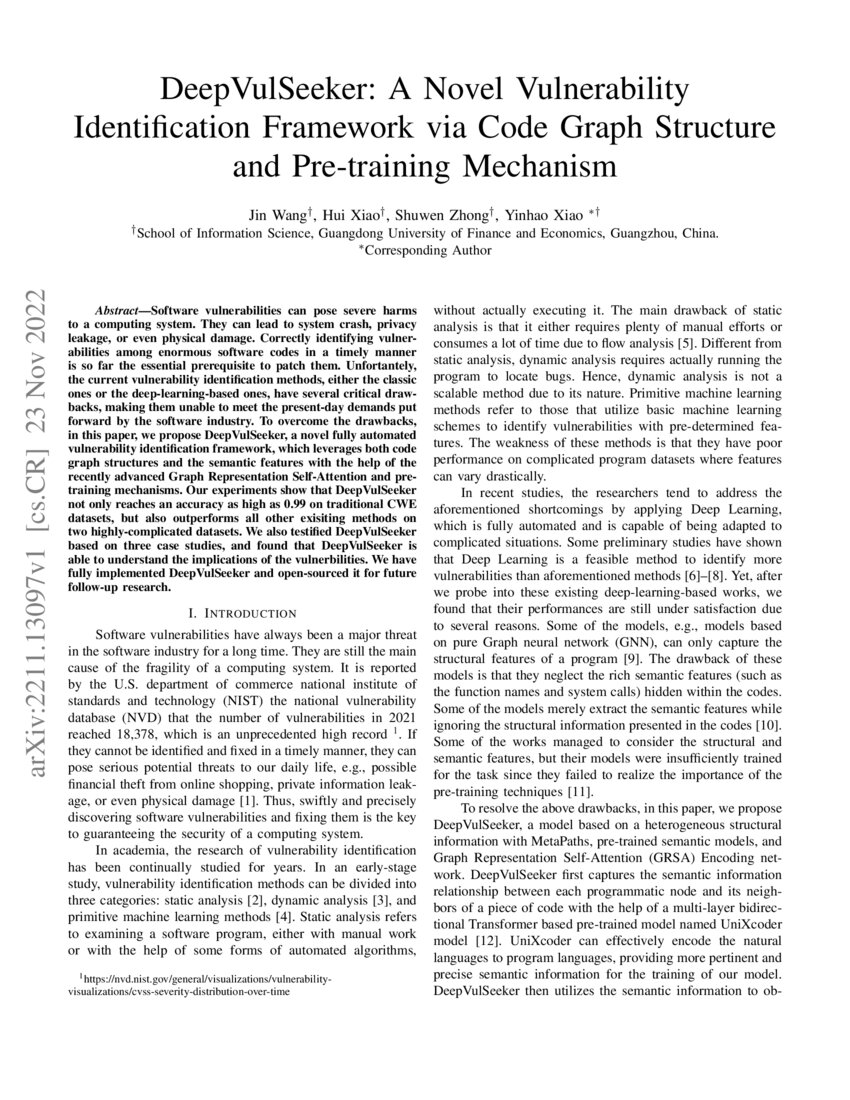 DeepVulSeeker: A Novel Vulnerability Identification Framework via Code Graph Structure and Pre ...