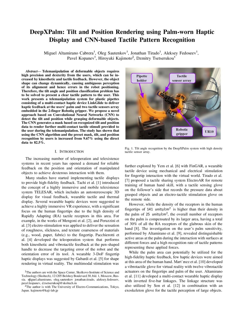 Deepxpalm Tilt And Position Rendering Using Palm Worn Haptic Display And Cnn Based Tactile