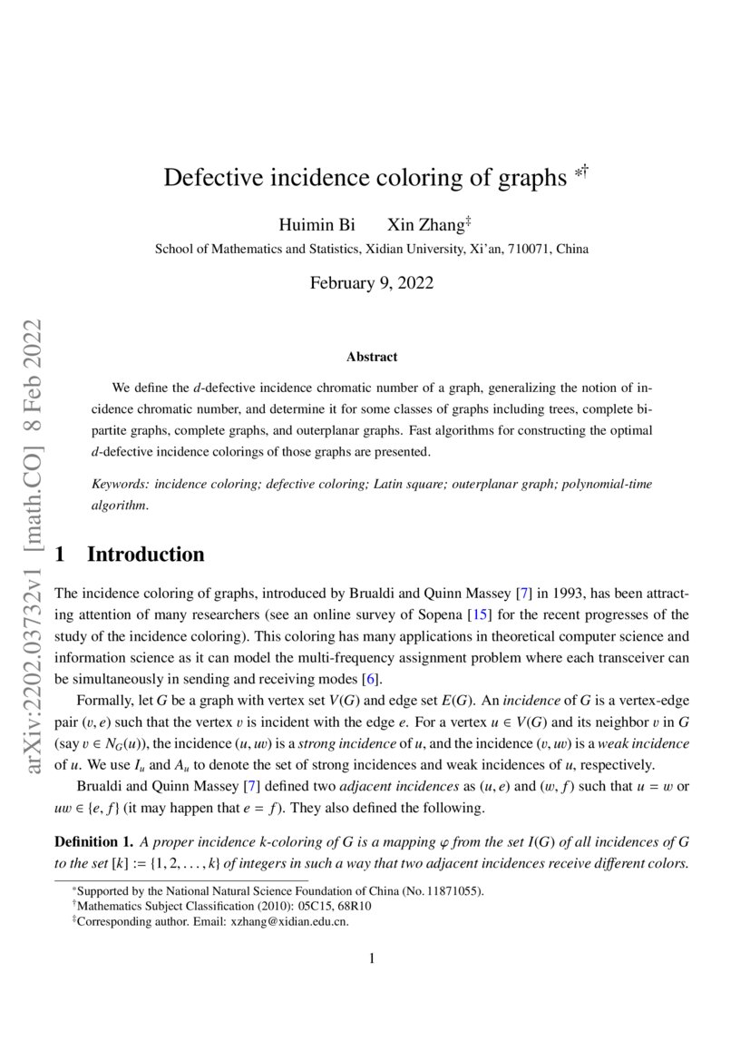 Defective incidence coloring of graphs | DeepAI