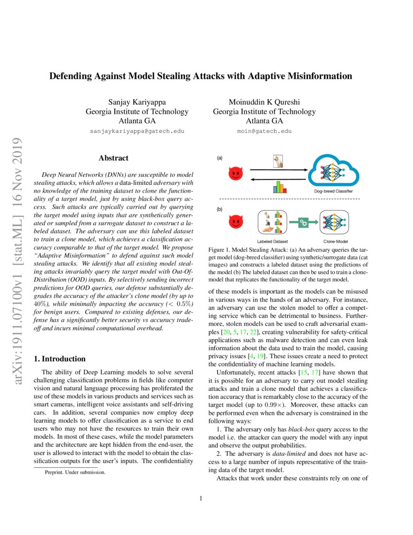 Defending Against Model Stealing Attacks With Adaptive Misinformation Deepai