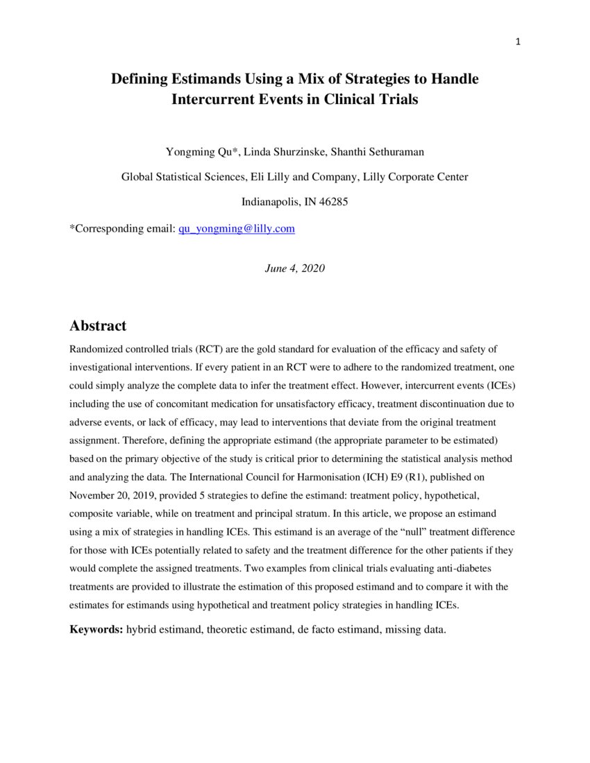 Defining Estimands Using a Mix of Strategies to Handle Intercurrent ...