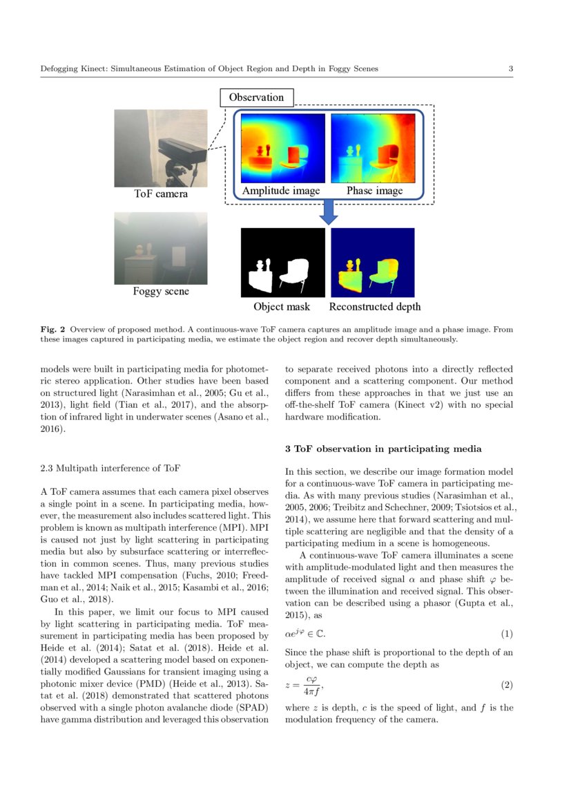 Defogging Kinect Simultaneous Estimation Of Object Region And Depth In