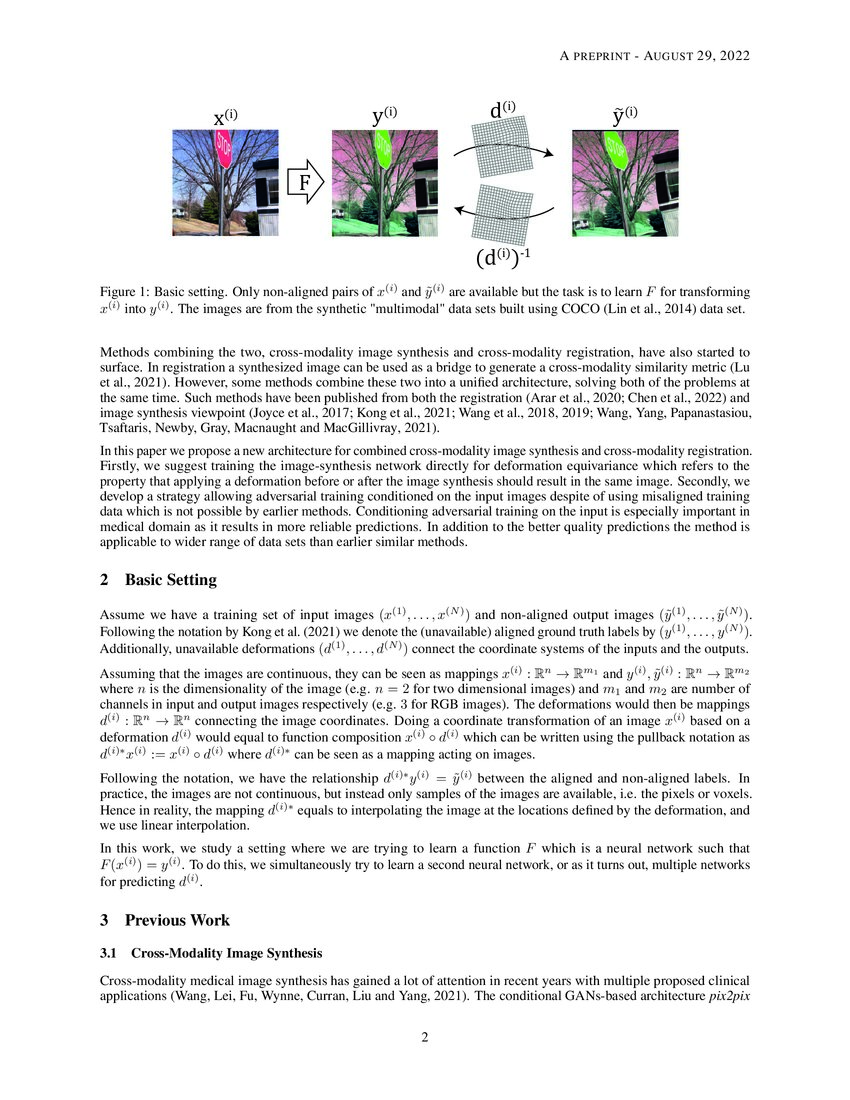 Deformation Equivariant Cross Modality Image Synthesis With Paired Non Aligned Training Data