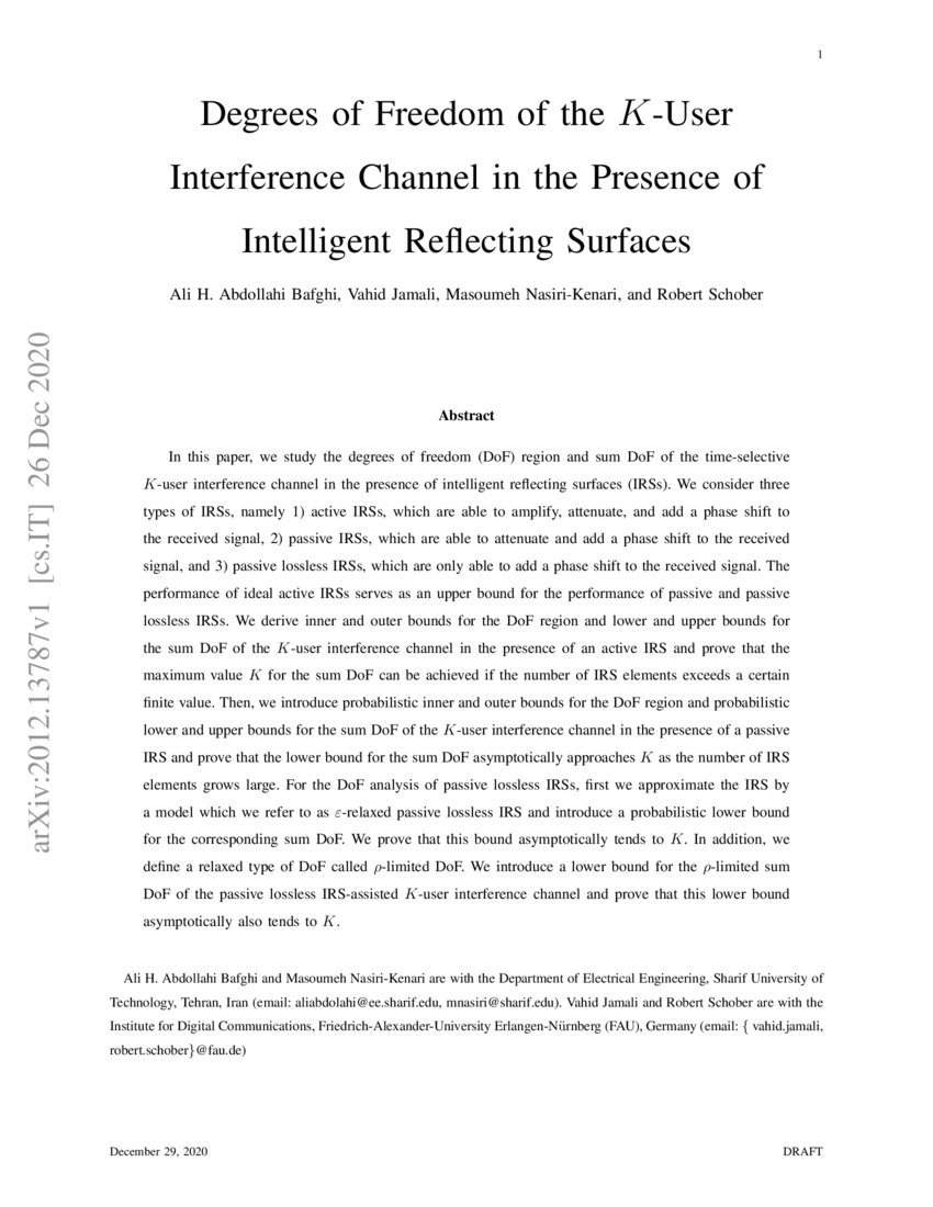 Degrees of Freedom of the K-User Interference Channel in the Presence ...