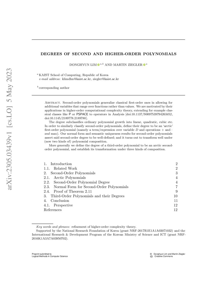 Degrees of Second and Higher-Order Polynomials | DeepAI