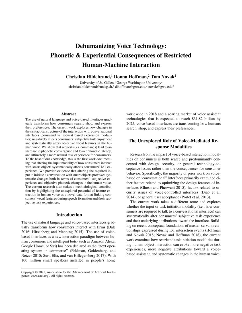 Dehumanizing Voice Technology: Phonetic Experiential Consequences of ...