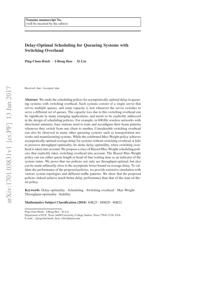 Delay Optimal Scheduling For Queueing Systems With Switching Overhead