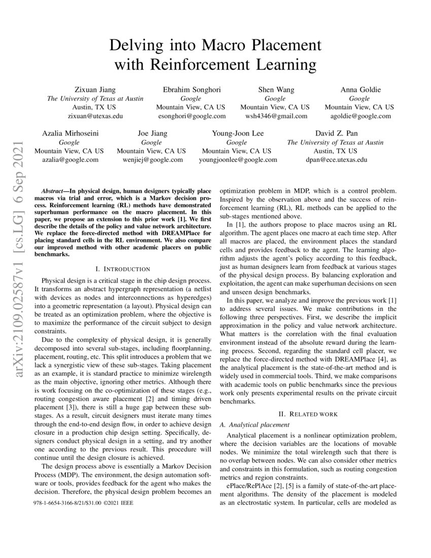 Delving into Macro Placement with Reinforcement Learning | DeepAI