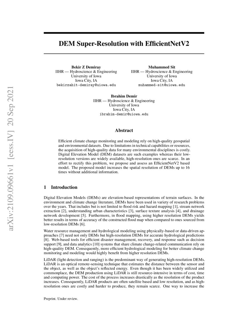 DEM Super-Resolution with EfficientNetV2 | DeepAI