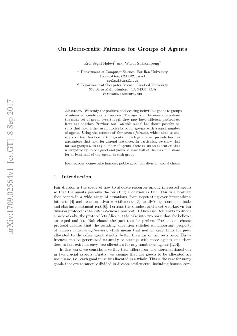 Democratic Fair Allocation of Indivisible Goods | DeepAI