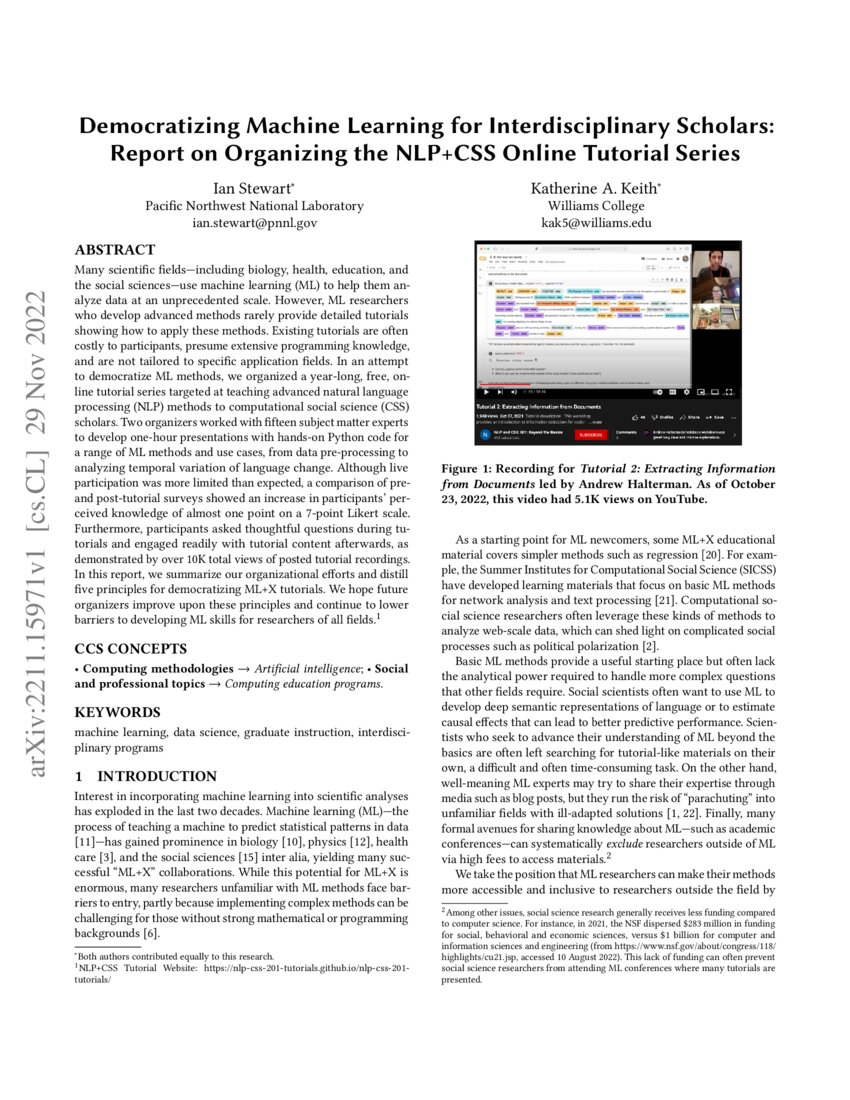 Democratizing Machine Learning For Interdisciplinary Scholars Report On Organizing The Nlp Css