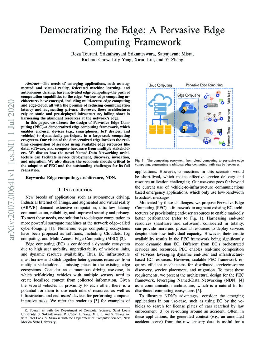 Democratizing the Edge: A Pervasive Edge Computing Framework | DeepAI