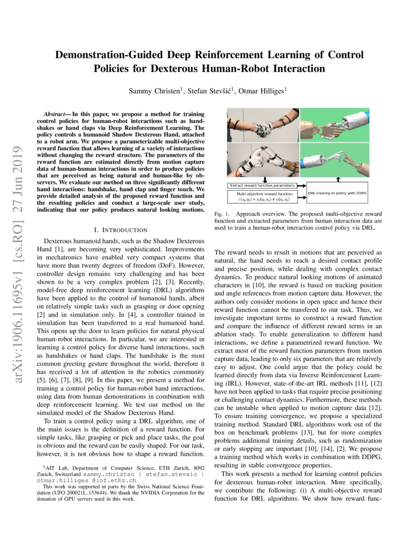 Demonstration-Guided Deep Reinforcement Learning of Control Policies ...