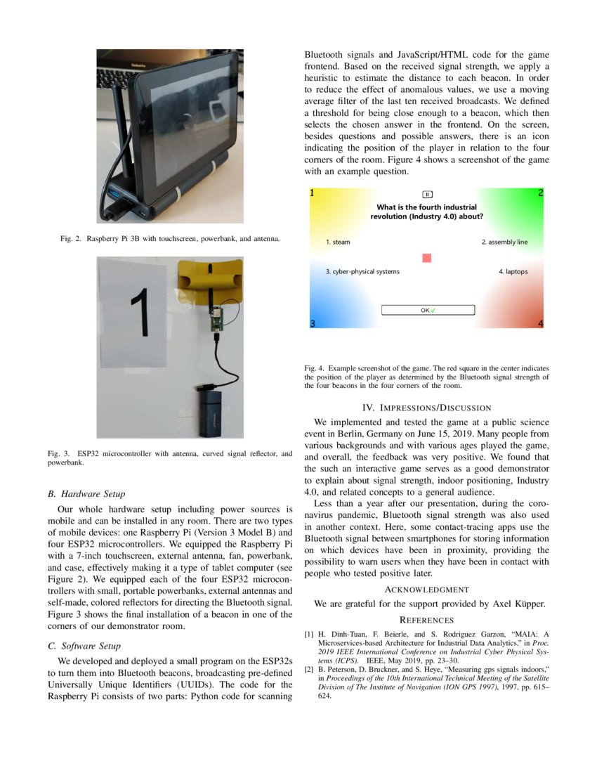 Demonstrator Game Showcasing Indoor Positioning via BLE Signal Strength ...
