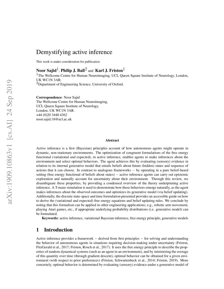 Demystifying active inference | DeepAI