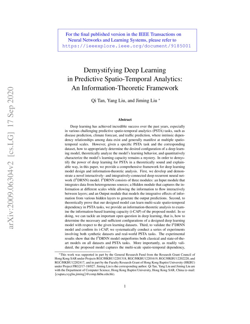 Demystifying Deep Learning In Predictive Spatio Temporal Analytics An Information Theoretic