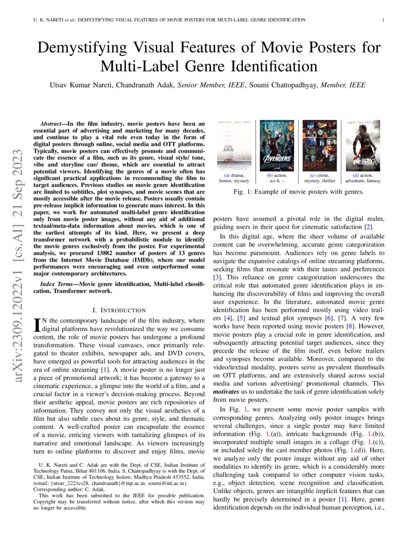 Demystifying Visual Features of Movie Posters for Multi-Label Genre Identification | DeepAI