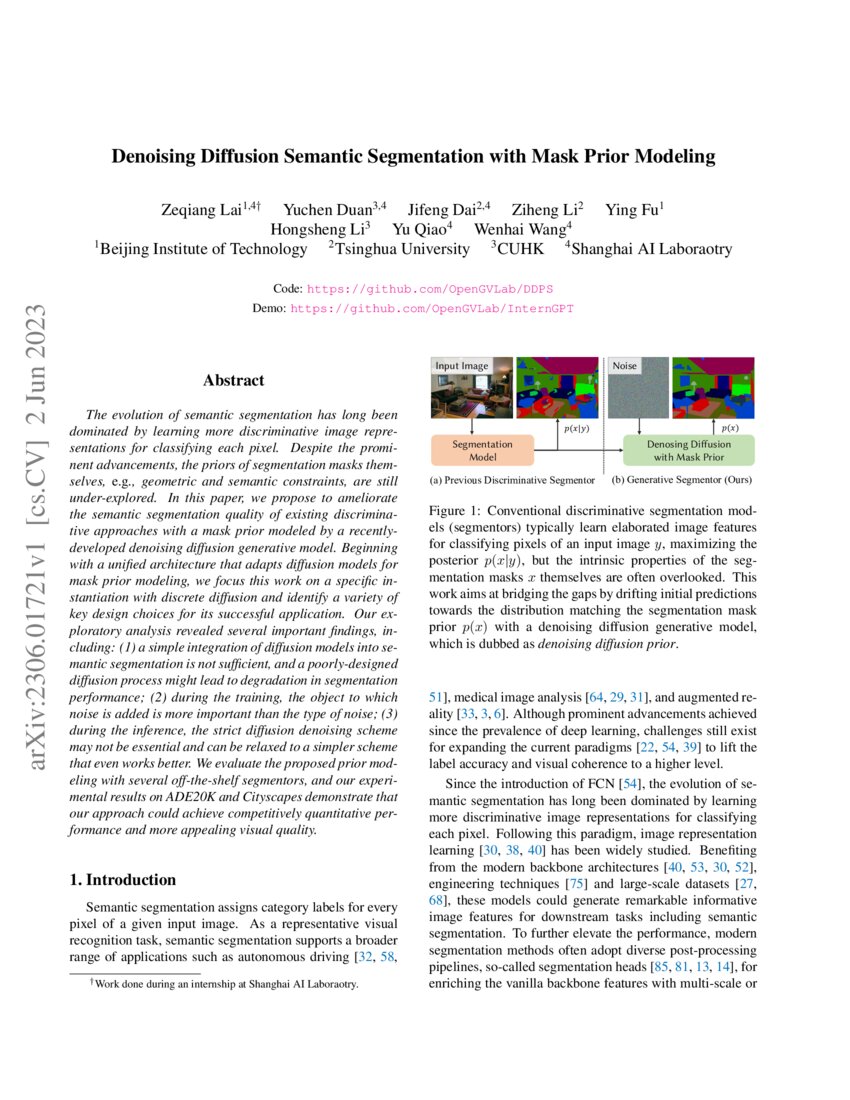 Denoising Diffusion Semantic Segmentation With Mask Prior Modeling Deepai