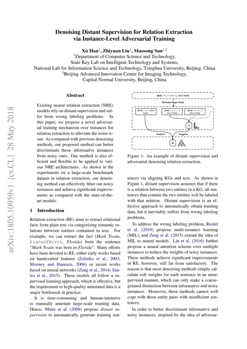 Denoising Distant Supervision For Relation Extraction Via Instance